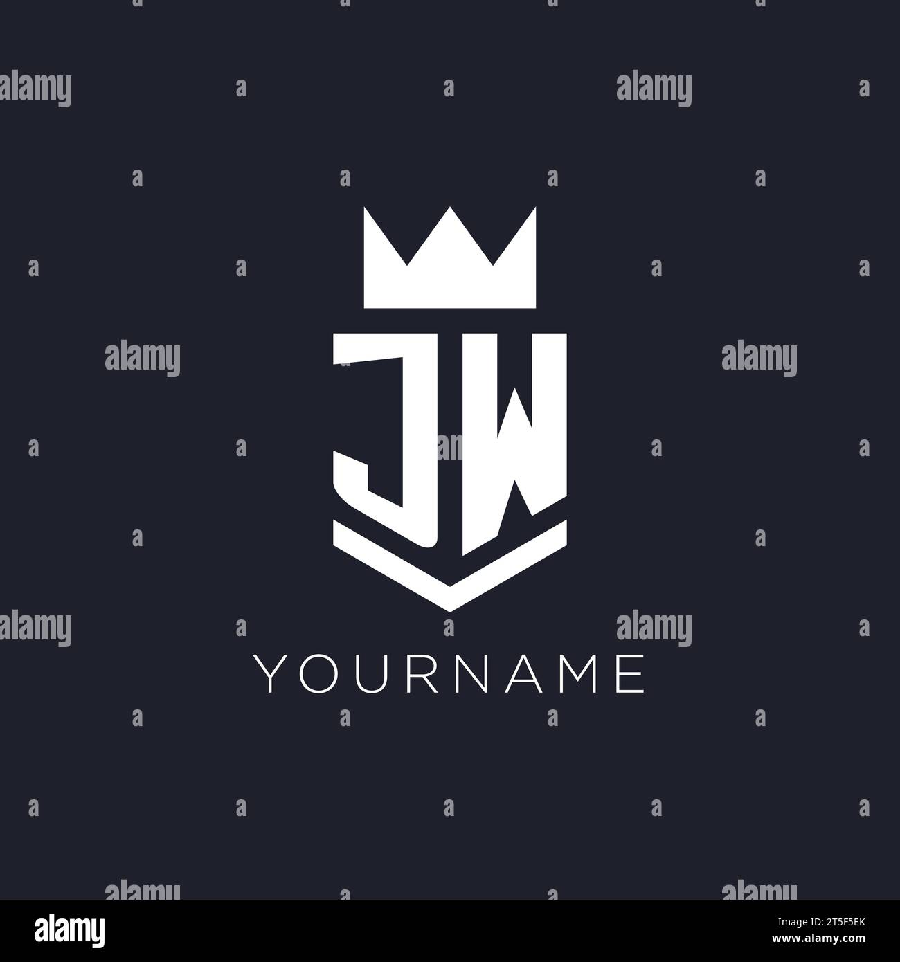 JW logo with shield and crown, initial monogram logo design ideas Stock ...
