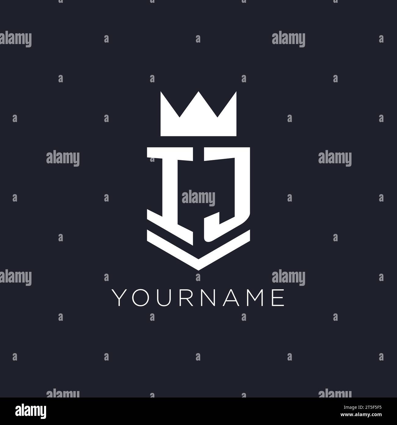IJ logo with shield and crown, initial monogram logo design ideas Stock ...
