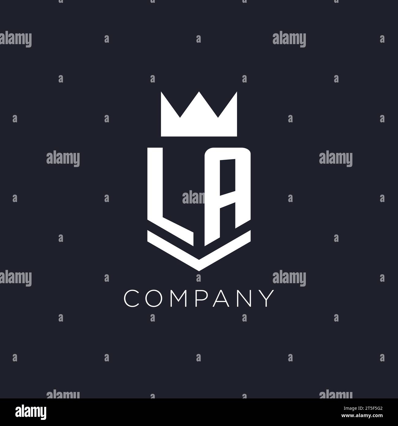 LA logo with shield and crown, initial monogram logo design ideas Stock ...