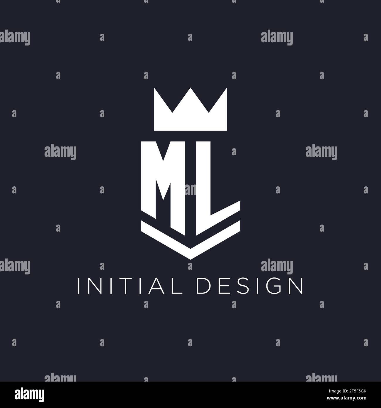 ML logo with shield and crown, initial monogram logo design ideas Stock ...