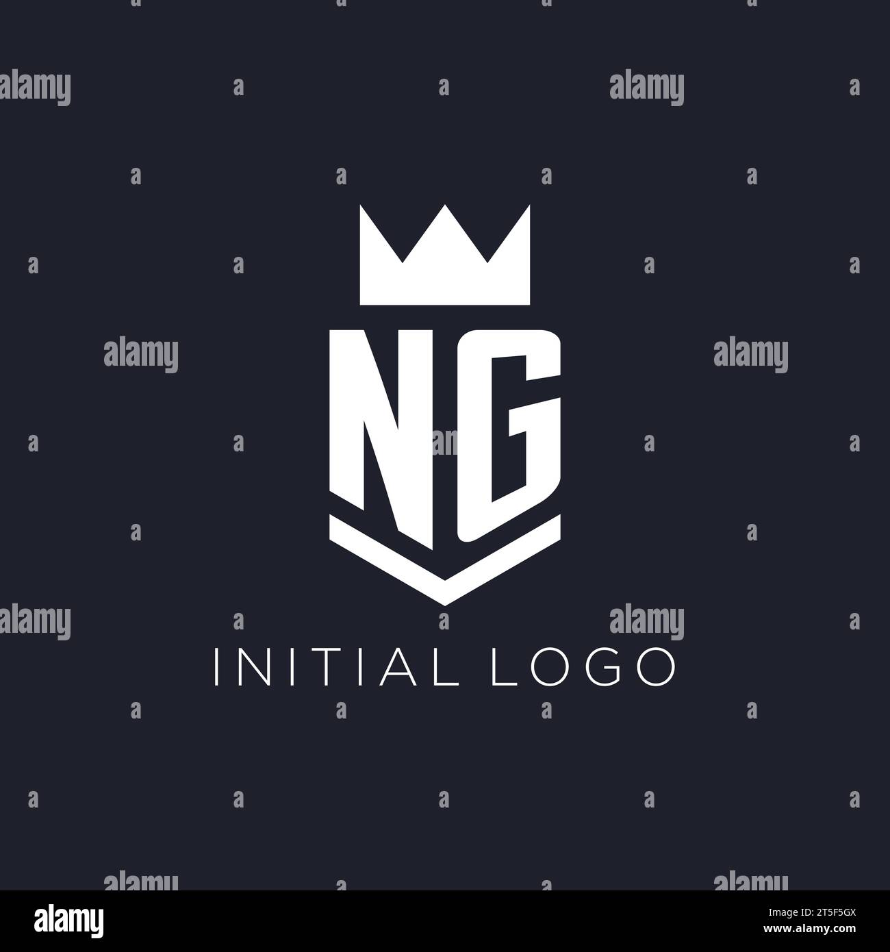 NG logo with shield and crown, initial monogram logo design ideas Stock ...