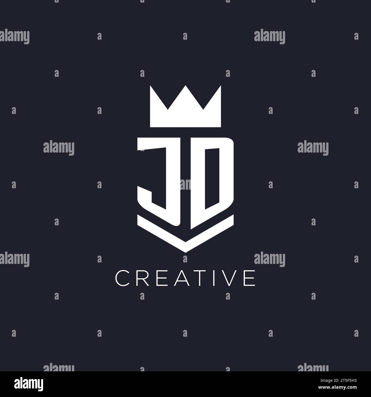 JD logo with shield and crown, initial monogram logo design ideas Stock ...