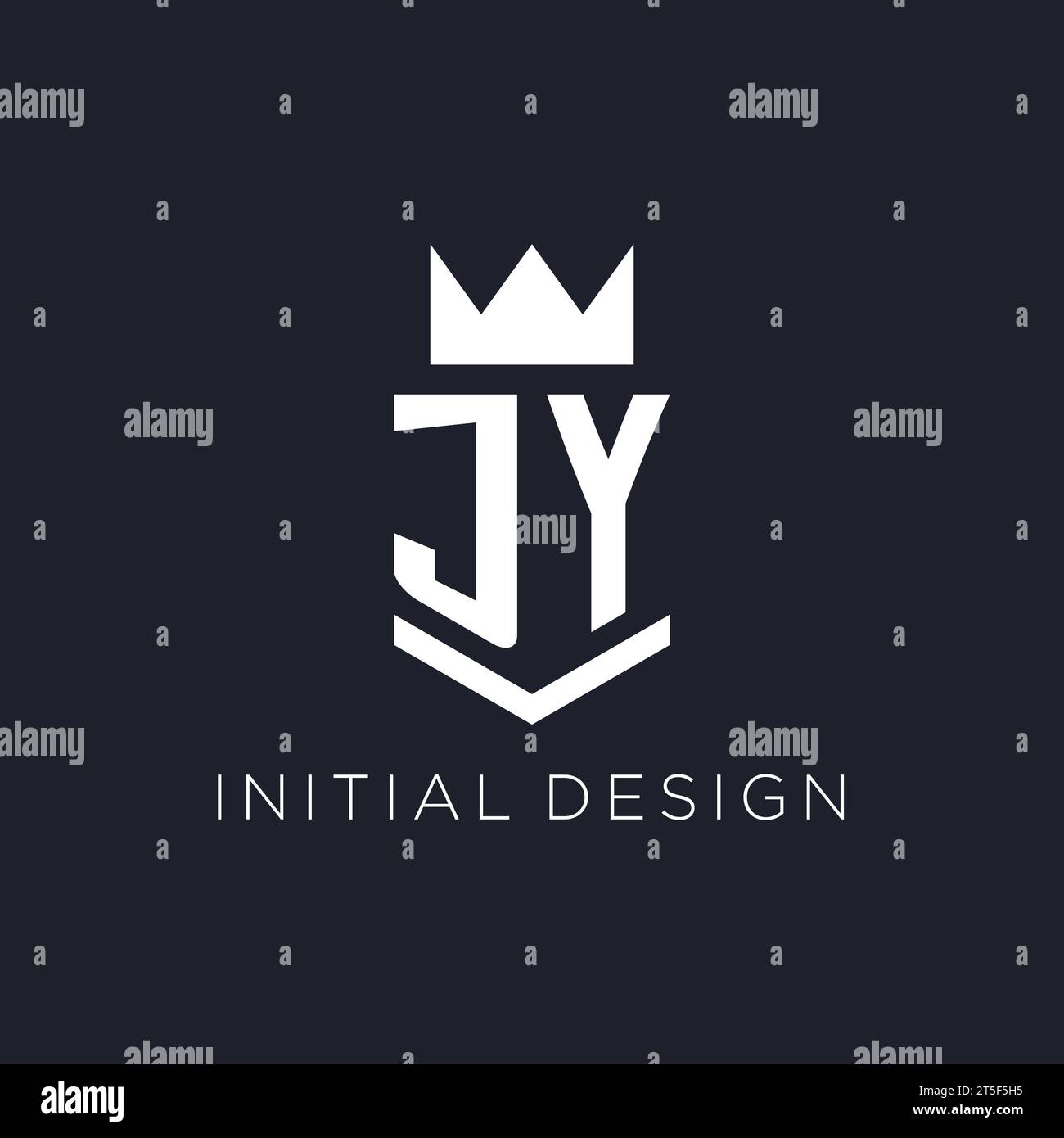 JY logo with shield and crown, initial monogram logo design ideas Stock ...