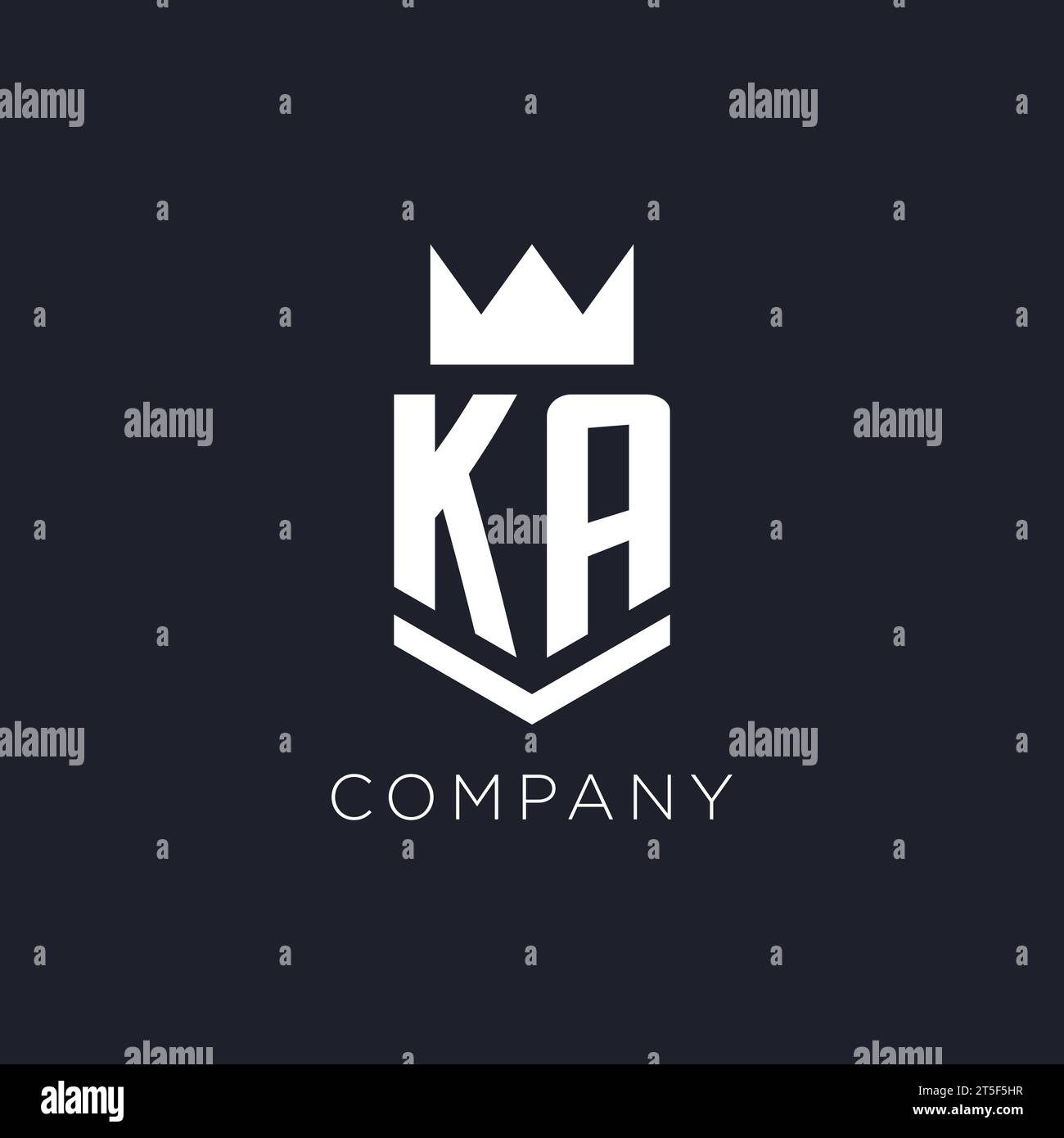 KA logo with shield and crown, initial monogram logo design ideas Stock ...