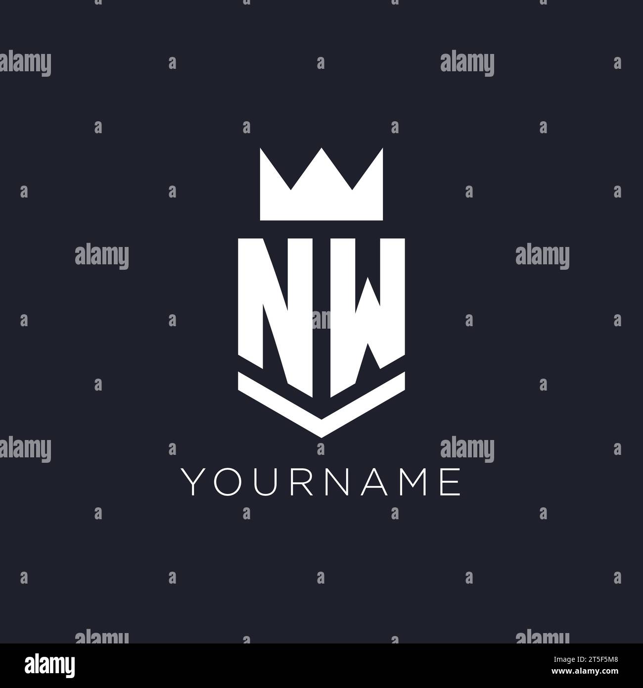 NW logo with shield and crown, initial monogram logo design ideas Stock ...