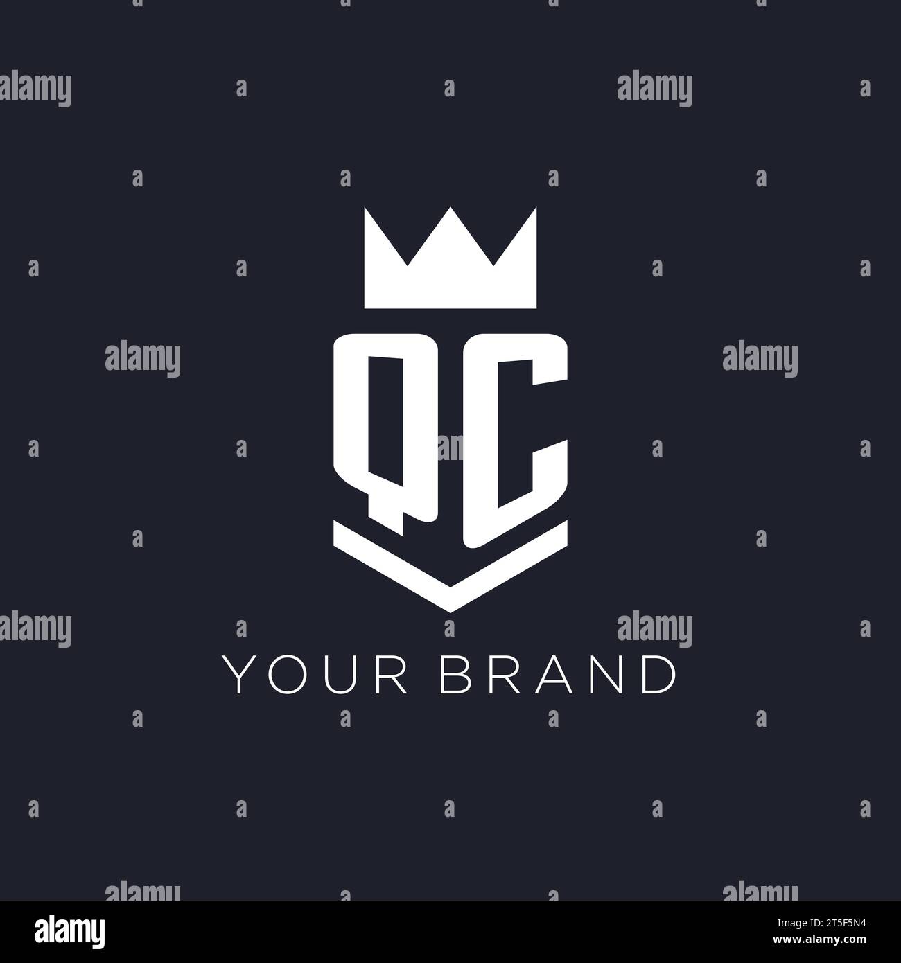QC logo with shield and crown, initial monogram logo design ideas Stock ...