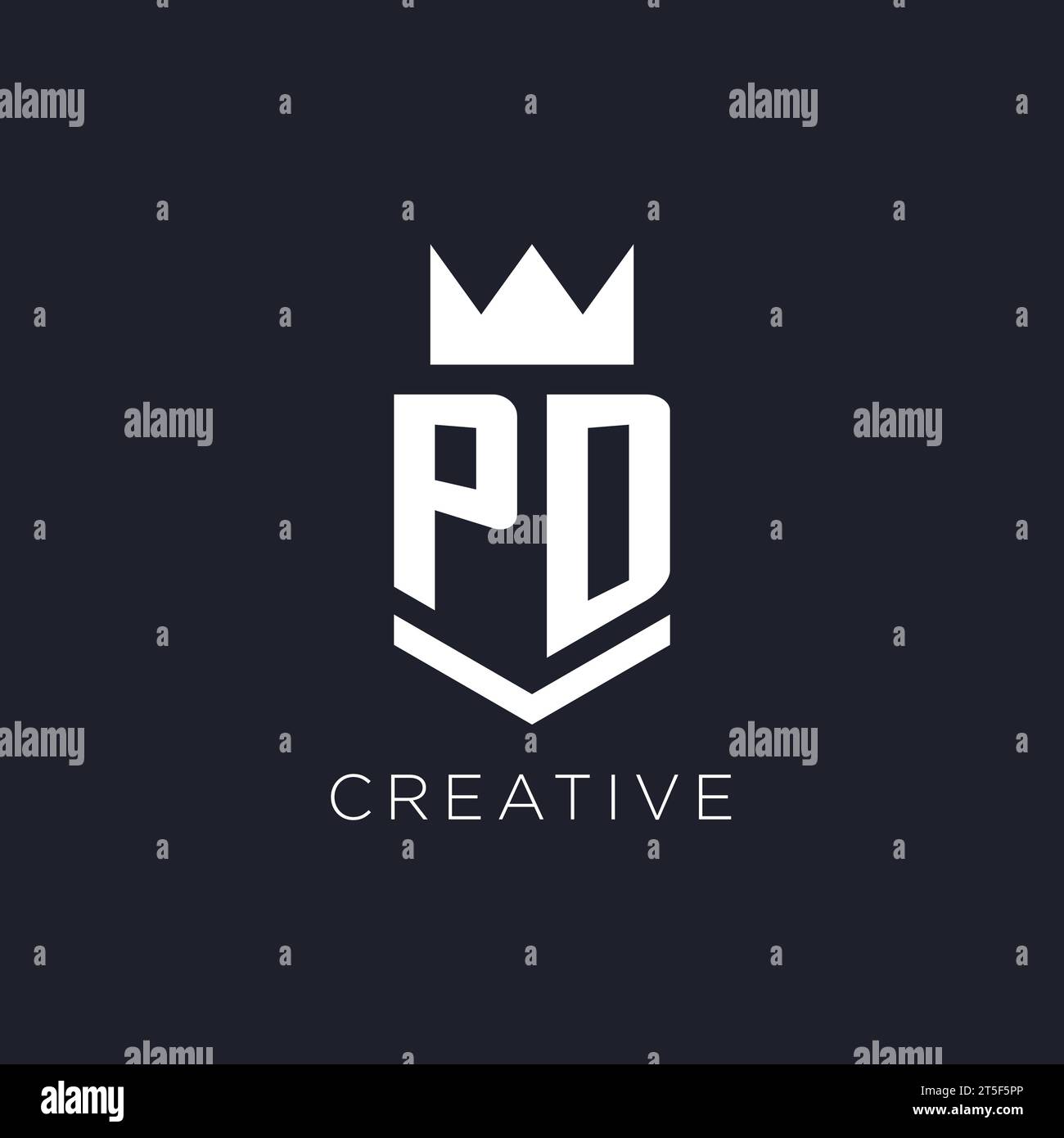 PD logo with shield and crown, initial monogram logo design ideas Stock ...