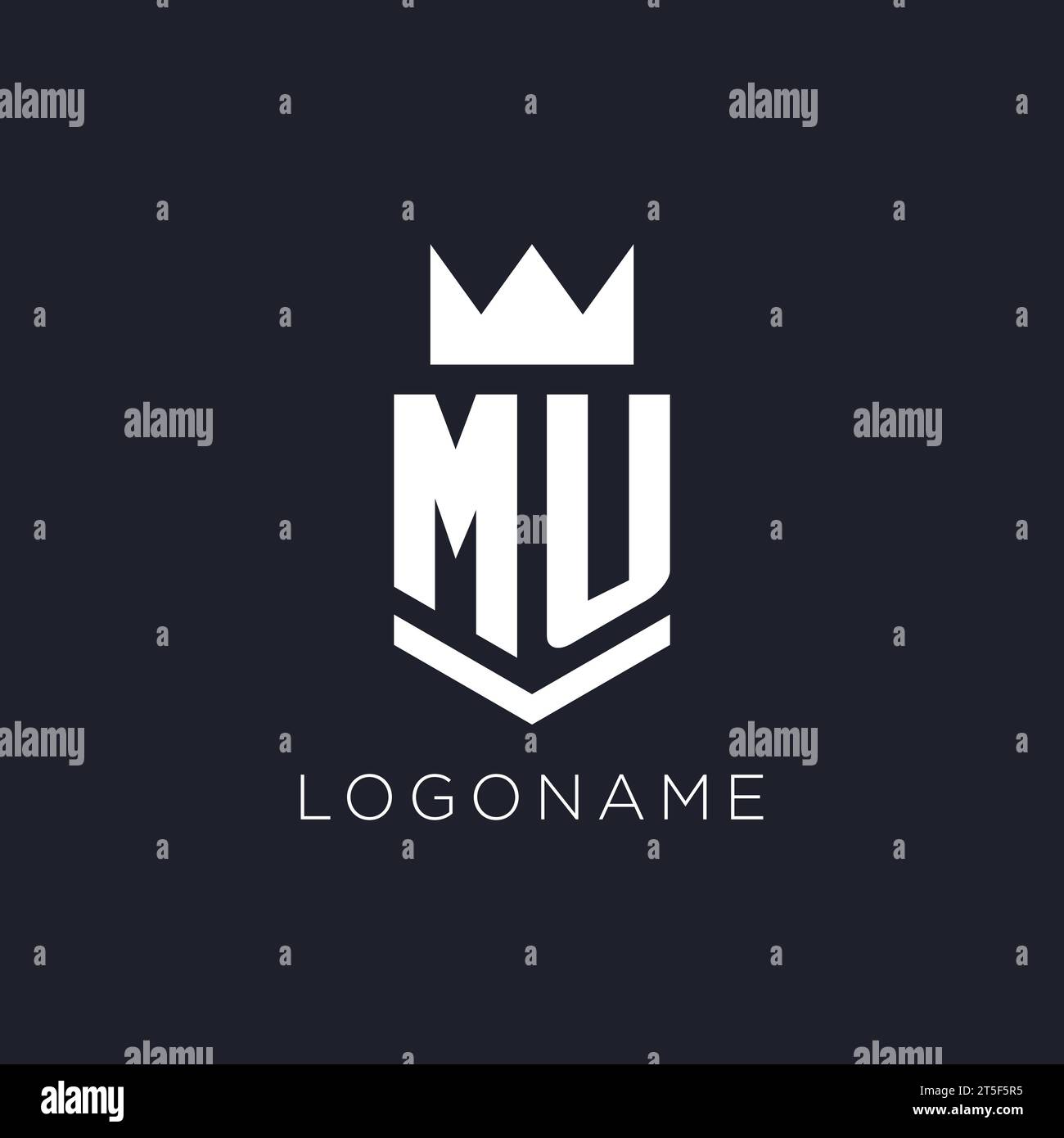 MU logo with shield and crown, initial monogram logo design ideas Stock ...