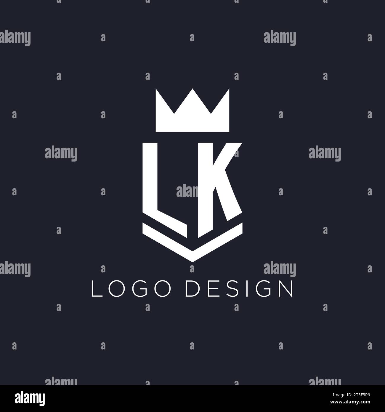 LK logo with shield and crown, initial monogram logo design ideas Stock ...