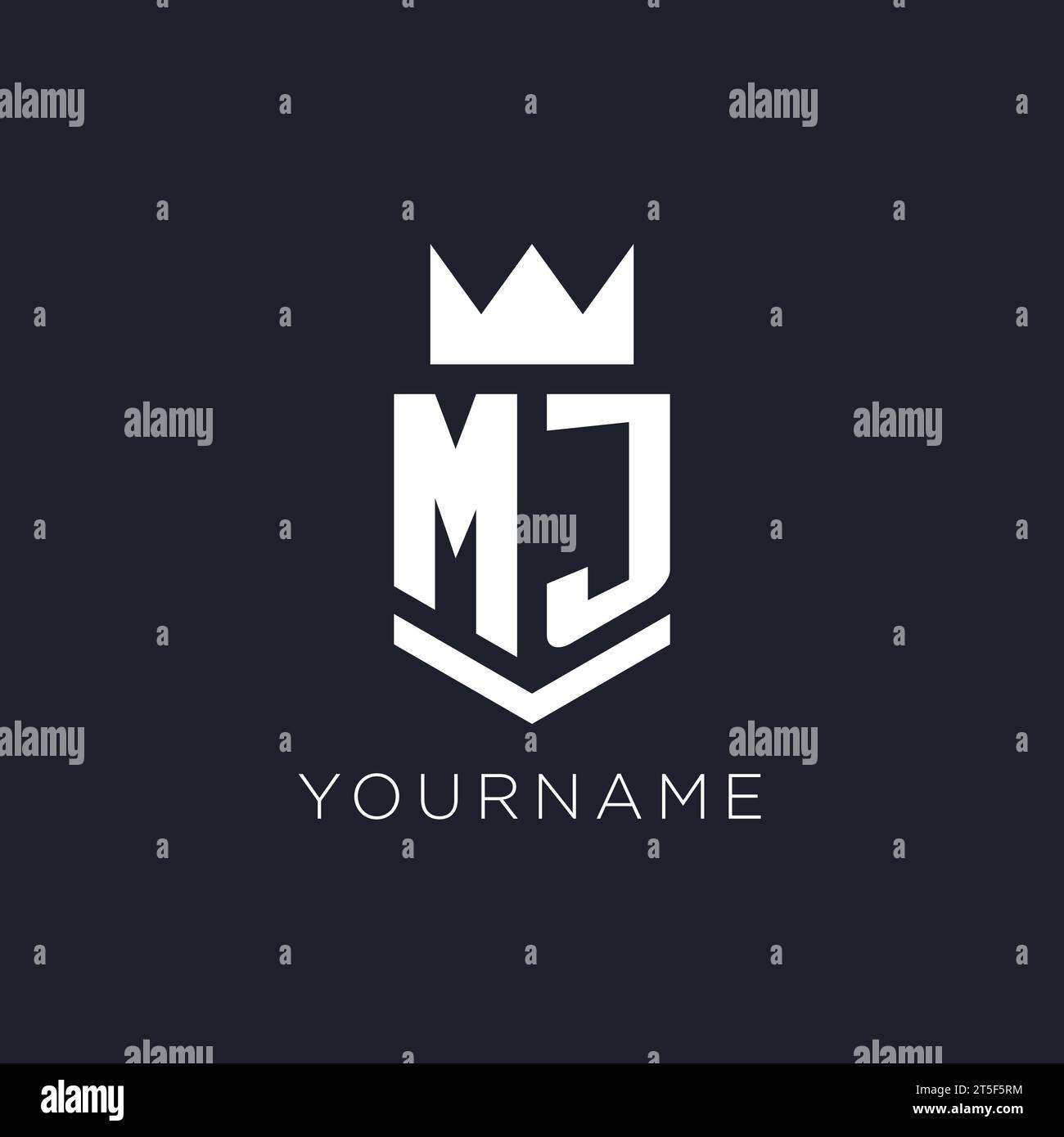 MJ logo with shield and crown, initial monogram logo design ideas Stock ...