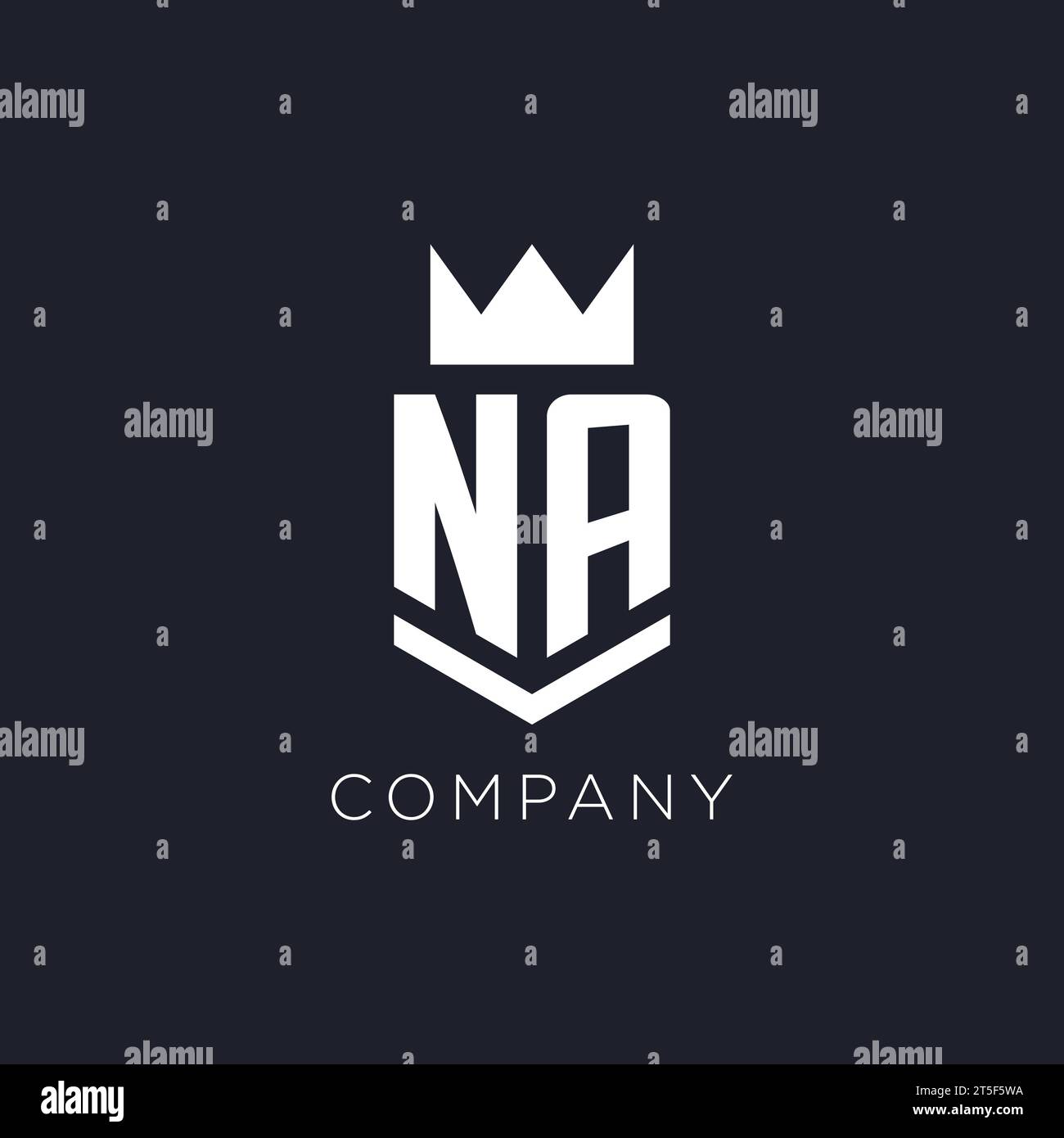NA logo with shield and crown, initial monogram logo design ideas Stock ...