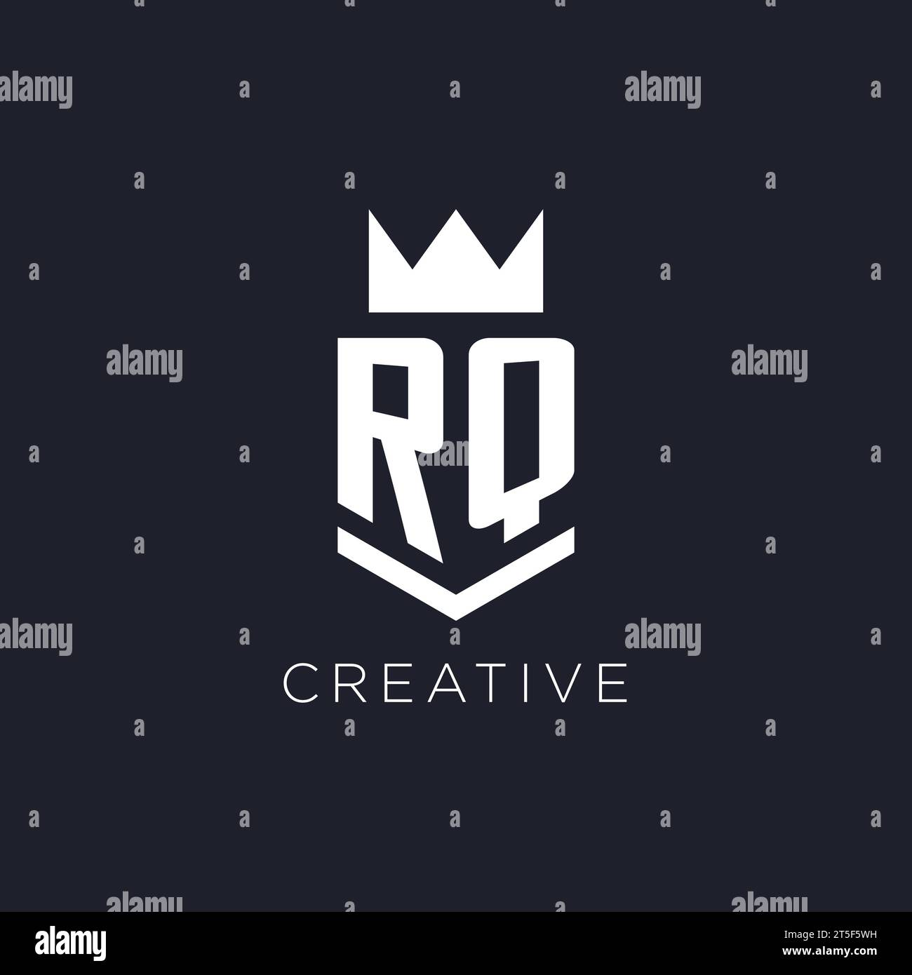 RQ logo with shield and crown, initial monogram logo design ideas Stock ...