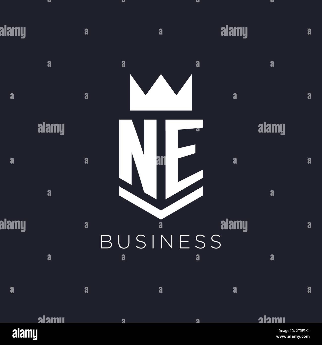 NE logo with shield and crown, initial monogram logo design ideas Stock ...