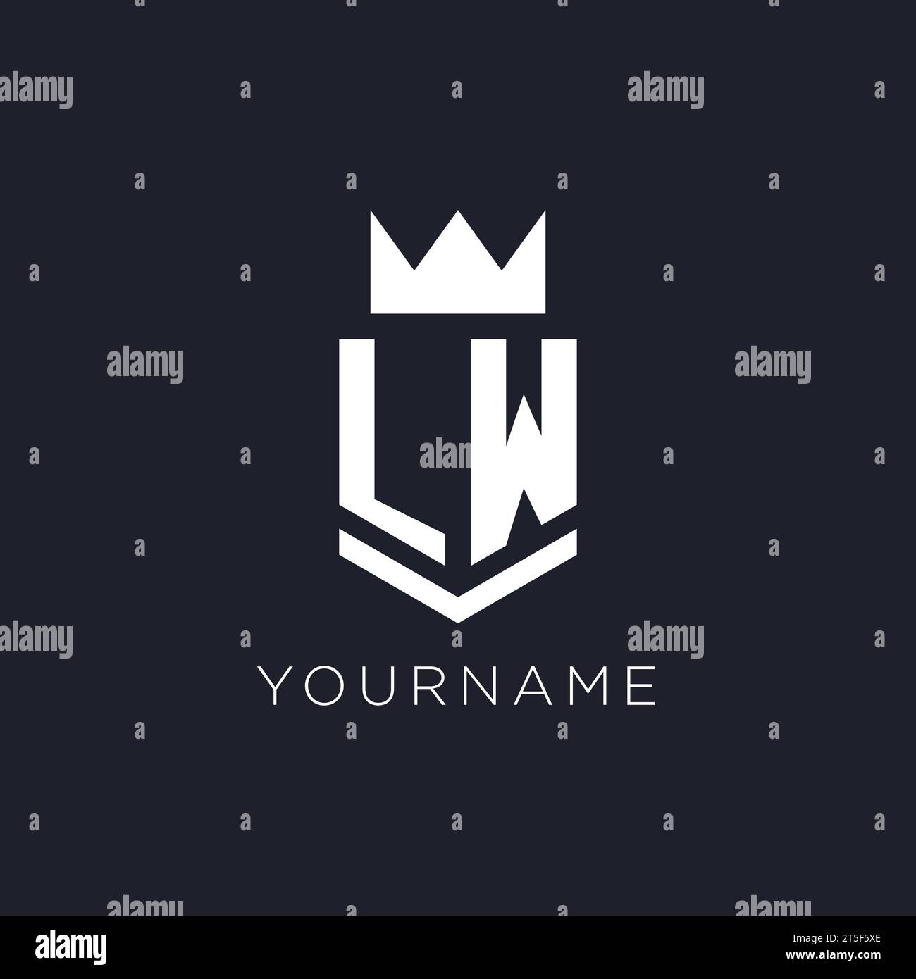 LW logo with shield and crown, initial monogram logo design ideas Stock ...