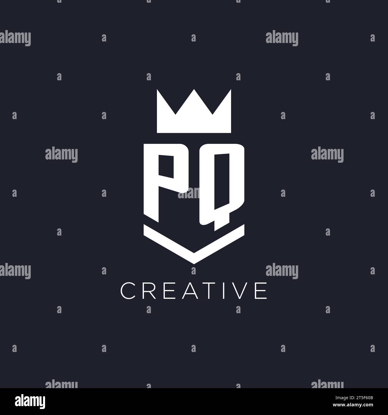 PQ logo with shield and crown, initial monogram logo design ideas Stock ...