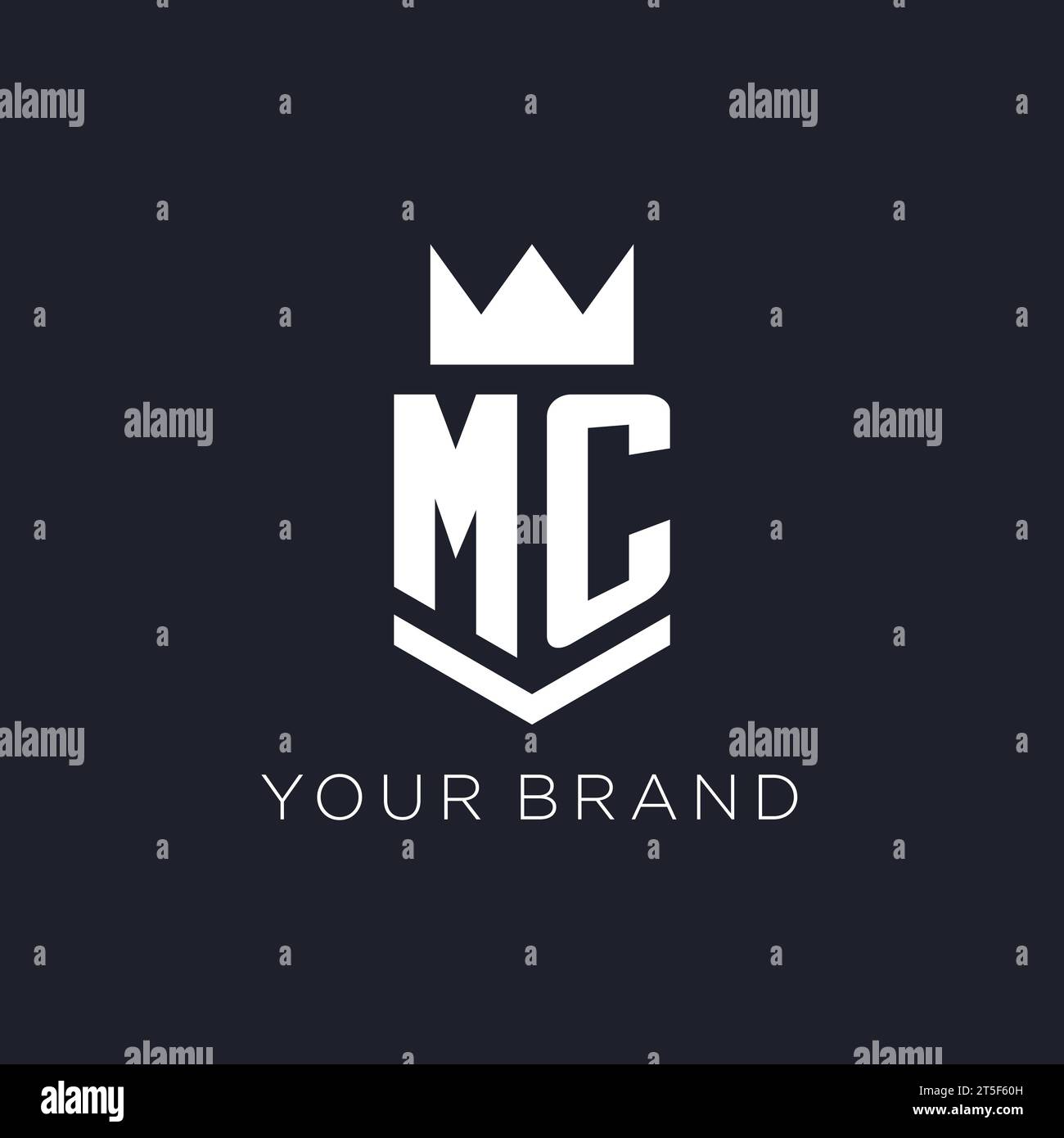 MC logo with shield and crown, initial monogram logo design ideas Stock ...