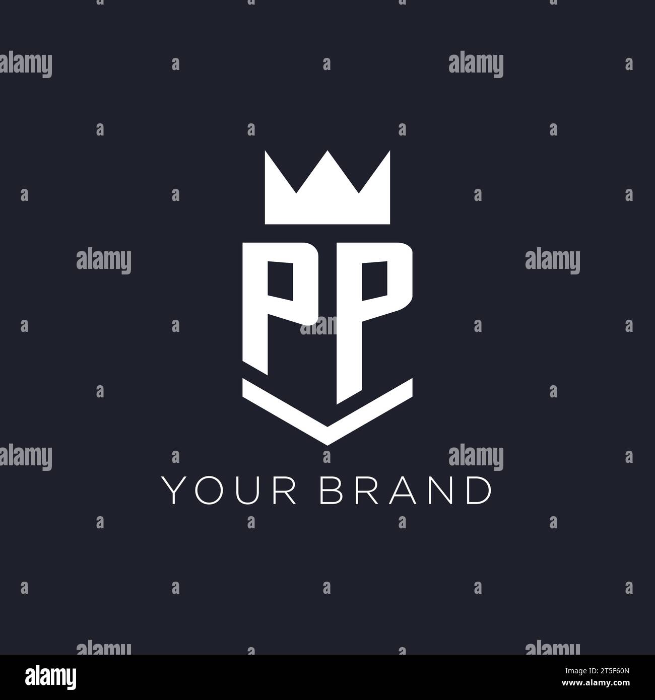 PP logo with shield and crown, initial monogram logo design ideas Stock ...