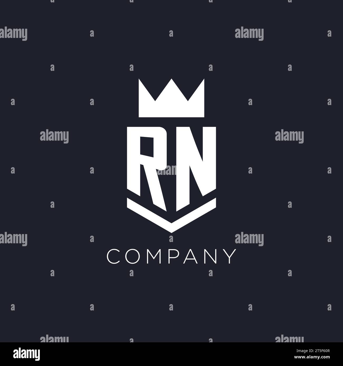 RN logo with shield and crown, initial monogram logo design ideas Stock ...