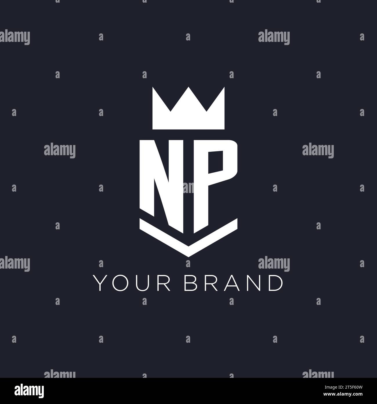 NP logo with shield and crown, initial monogram logo design ideas Stock ...
