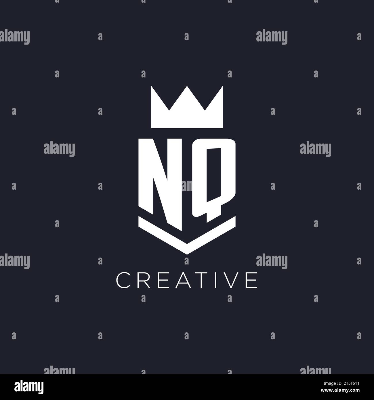 NQ logo with shield and crown, initial monogram logo design ideas Stock ...