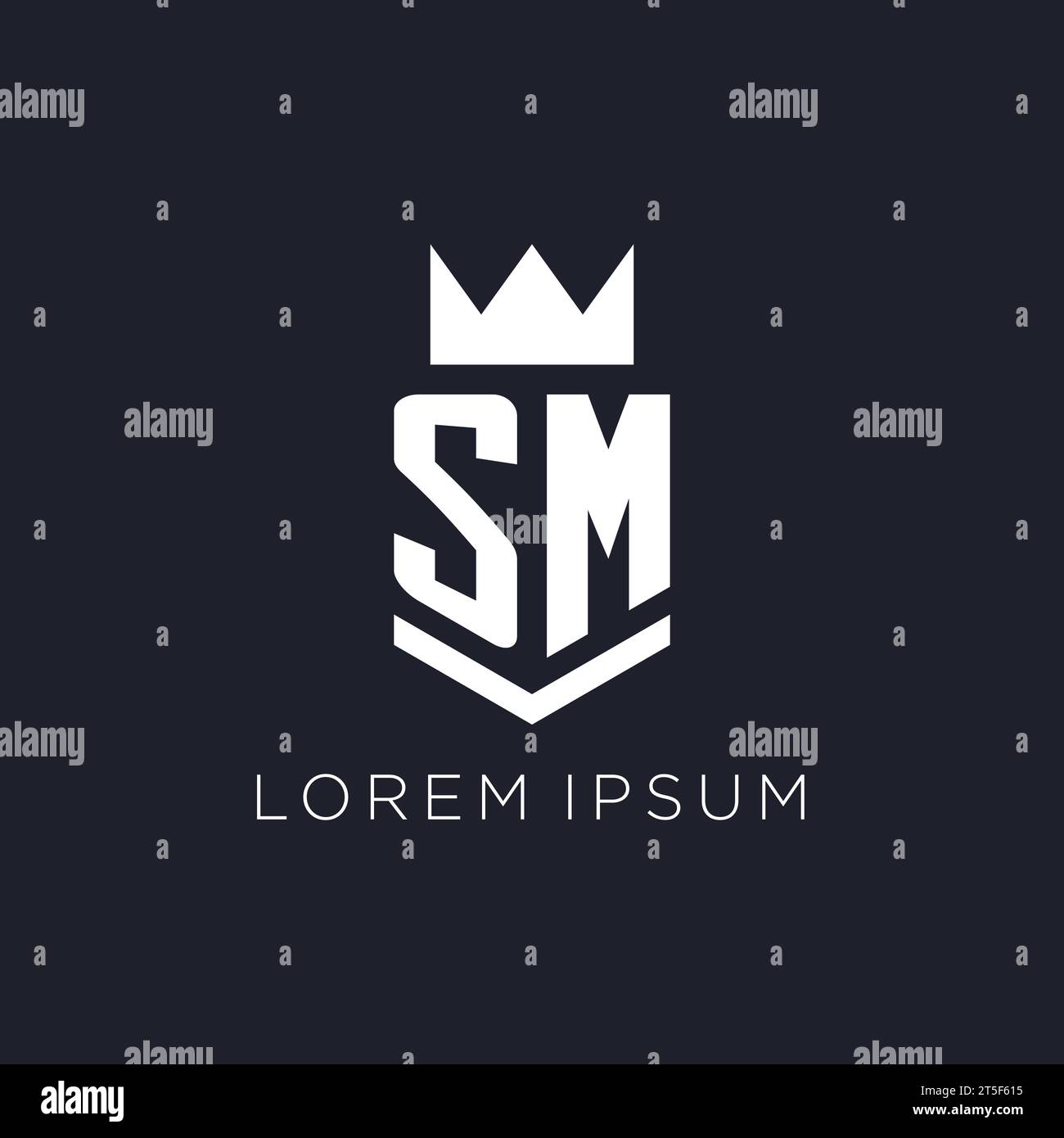 SM logo with shield and crown, initial monogram logo design ideas Stock ...