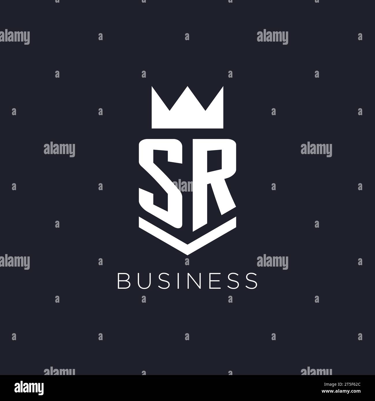 SR logo with shield and crown, initial monogram logo design ideas Stock ...