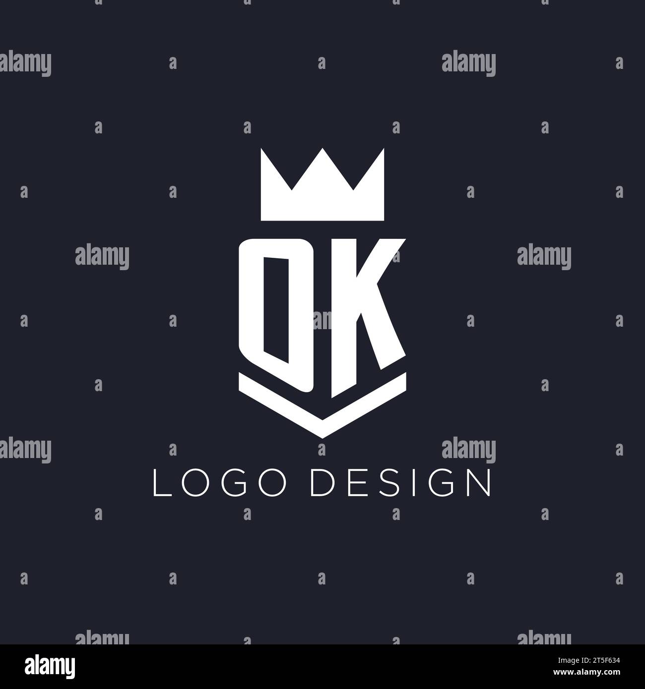 OK logo with shield and crown, initial monogram logo design ideas Stock ...