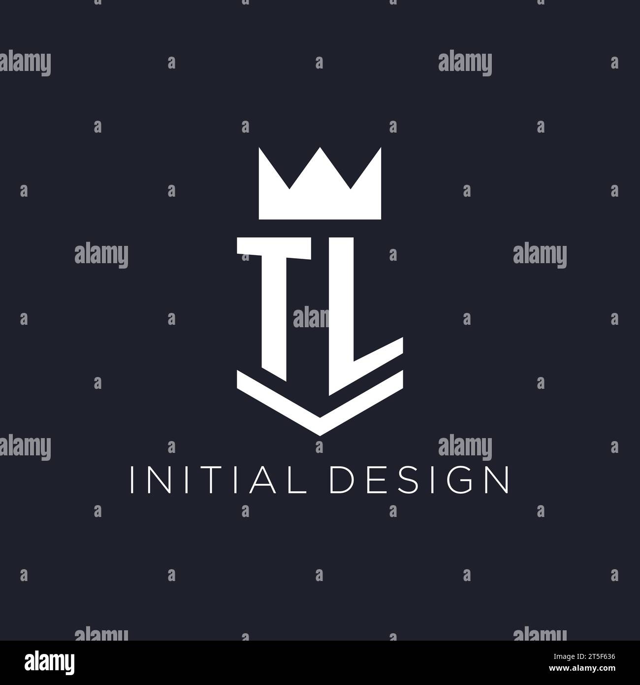 TL logo with shield and crown, initial monogram logo design ideas Stock ...
