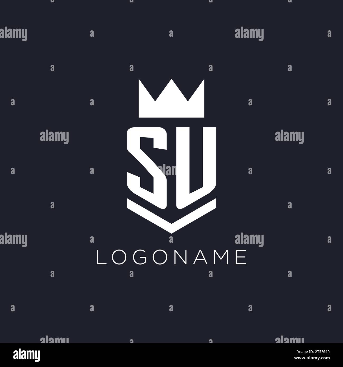 SU logo with shield and crown, initial monogram logo design ideas Stock ...