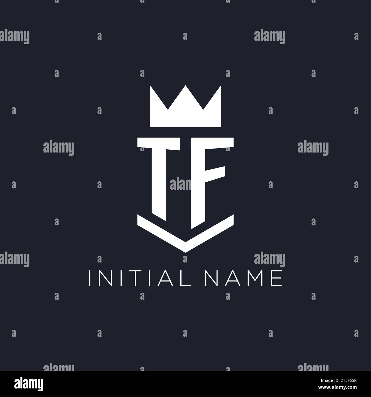 TF logo with shield and crown, initial monogram logo design ideas Stock ...