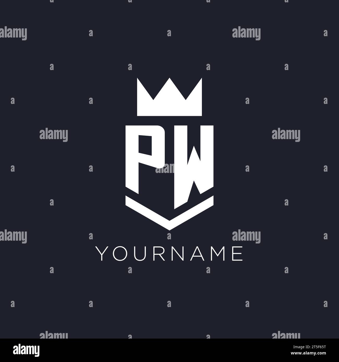 PW logo with shield and crown, initial monogram logo design ideas Stock ...