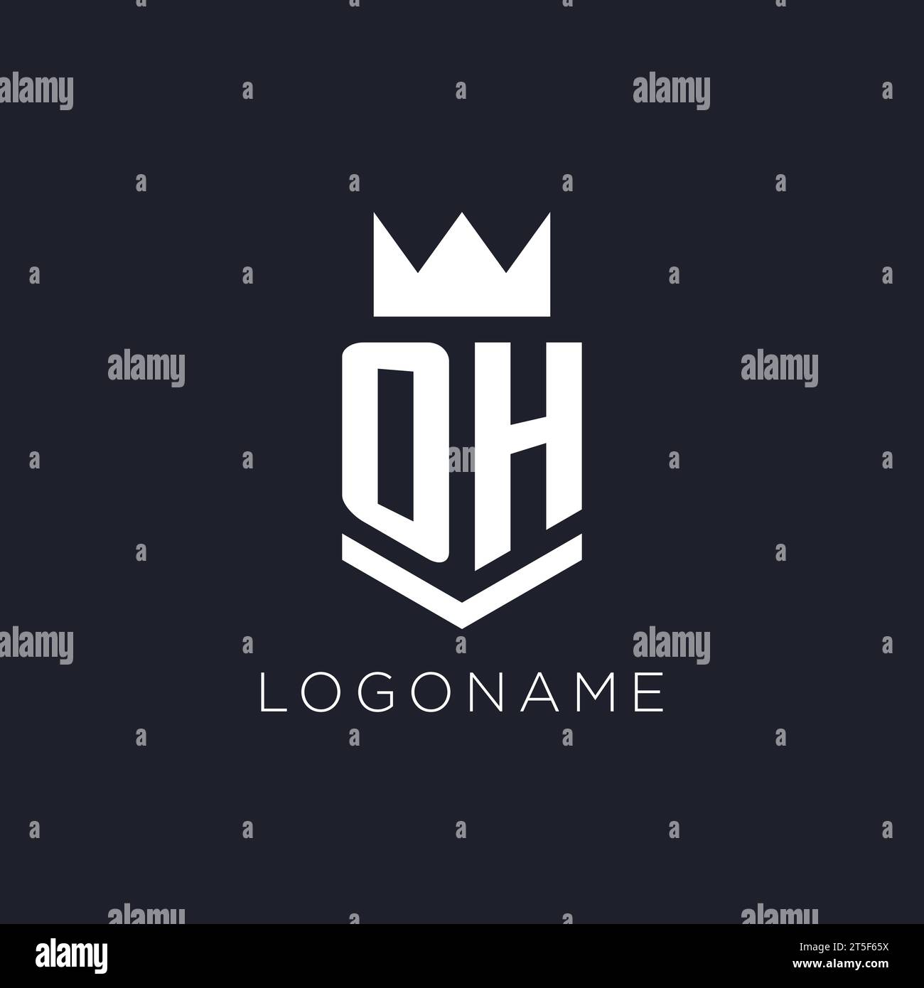 OH logo with shield and crown, initial monogram logo design ideas Stock ...