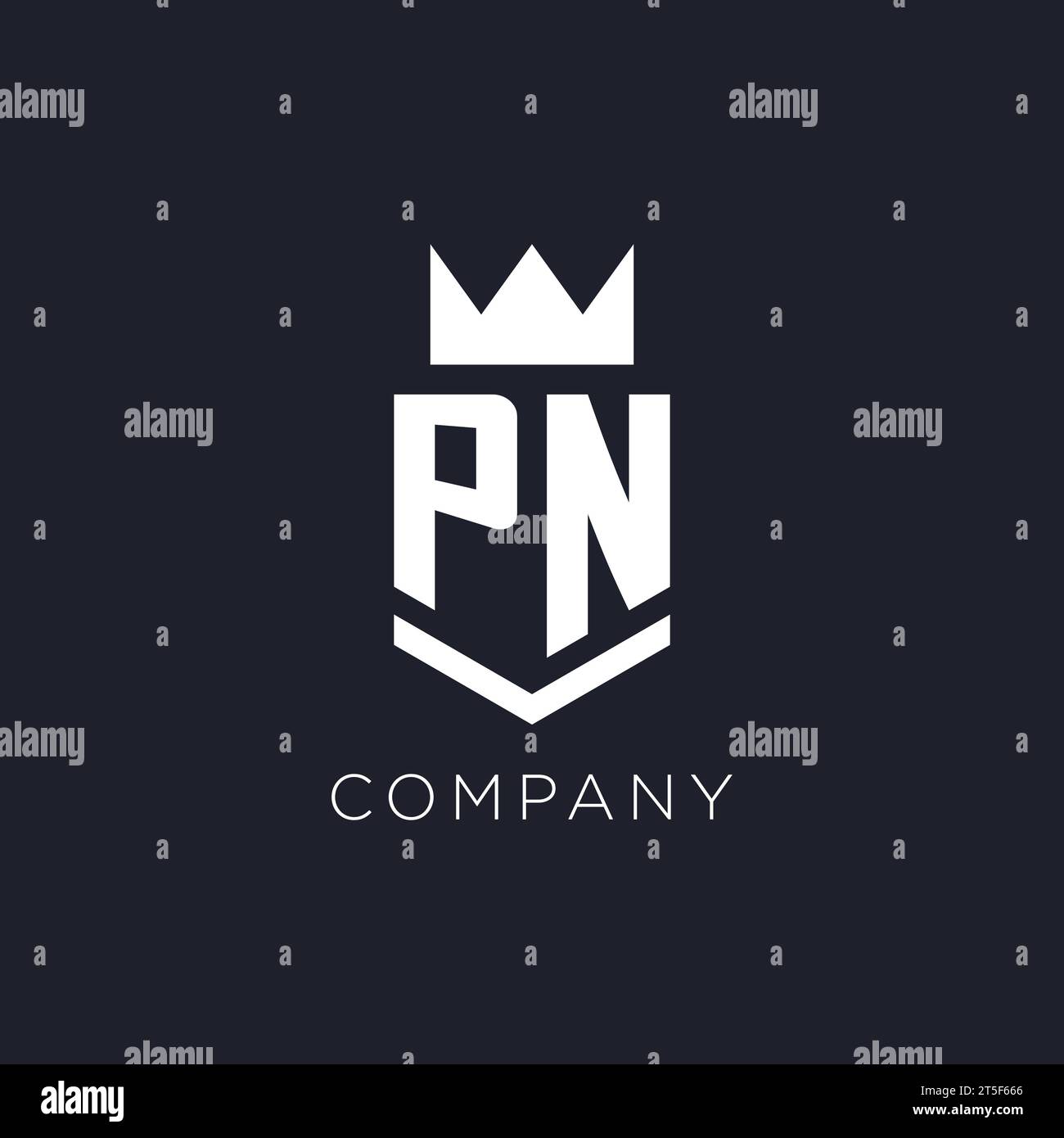 PN logo with shield and crown, initial monogram logo design ideas Stock ...