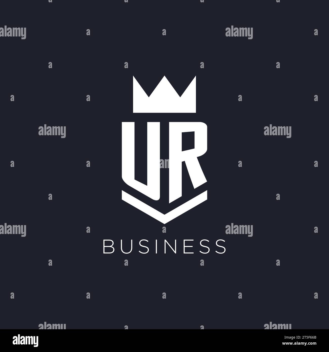 UR logo with shield and crown, initial monogram logo design ideas Stock ...