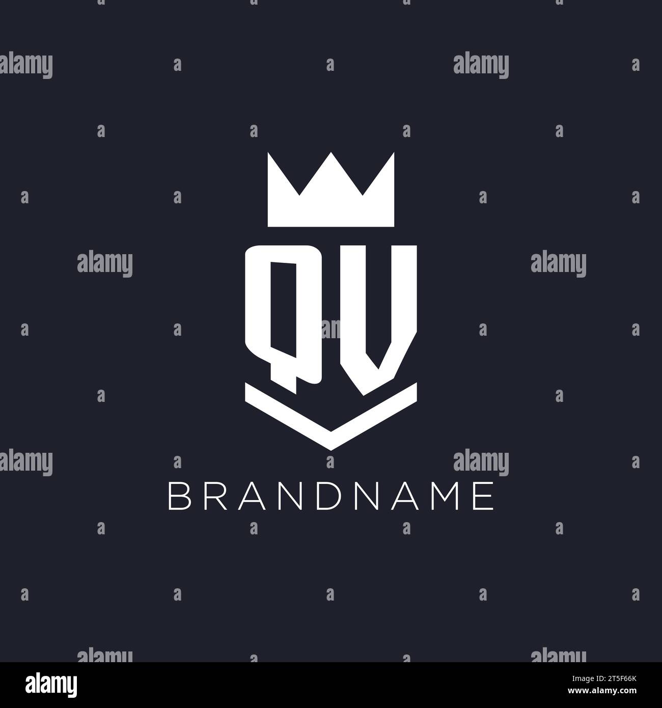 QV logo with shield and crown, initial monogram logo design ideas Stock ...