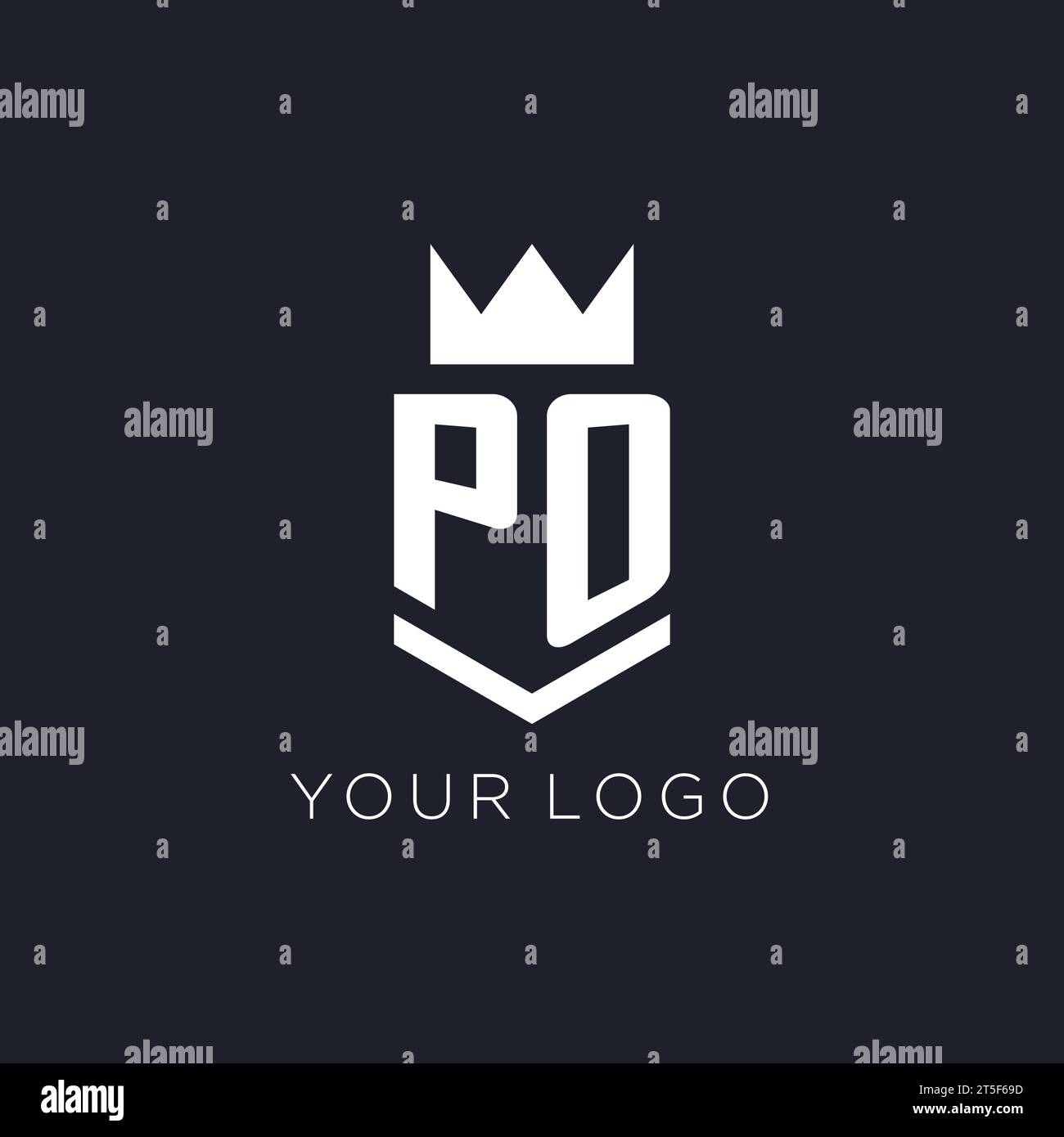PO logo with shield and crown, initial monogram logo design ideas Stock ...
