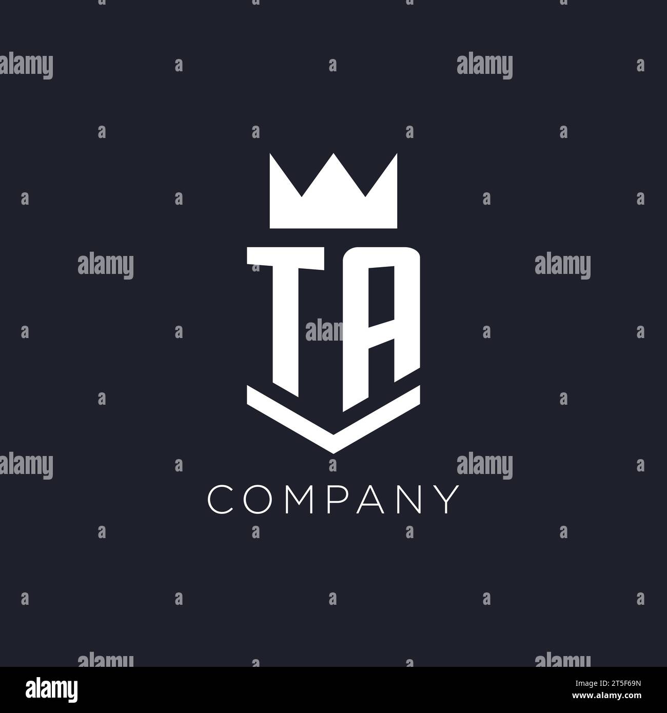 TA logo with shield and crown, initial monogram logo design ideas Stock ...