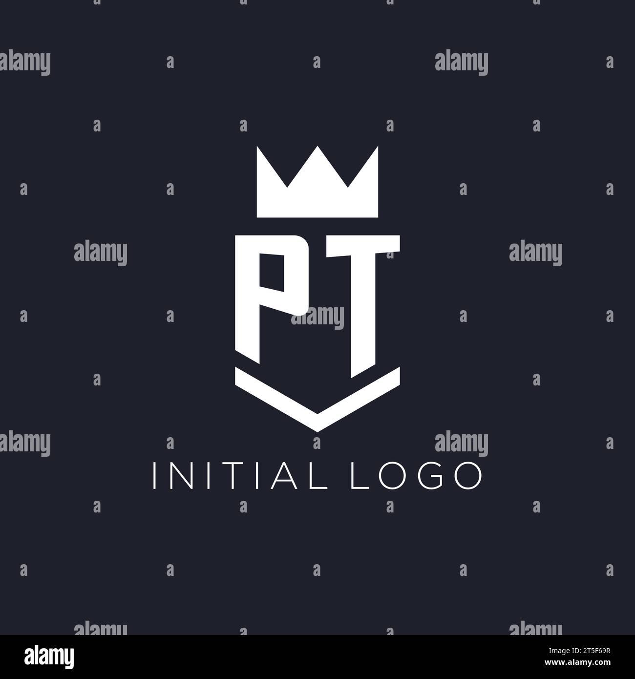 PT logo with shield and crown, initial monogram logo design ideas Stock ...