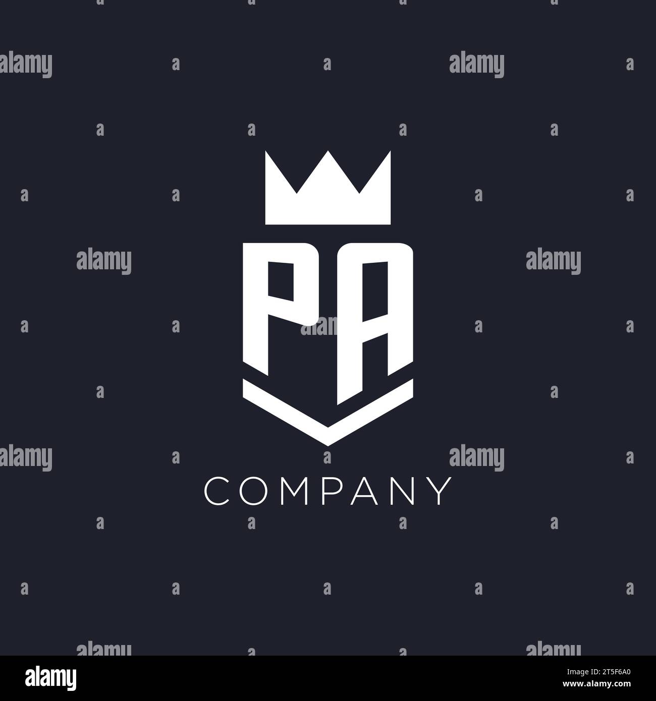 PA logo with shield and crown, initial monogram logo design ideas Stock ...