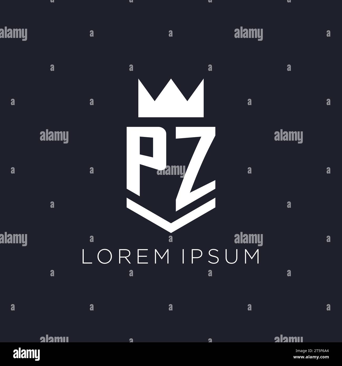 PZ logo with shield and crown, initial monogram logo design ideas Stock ...