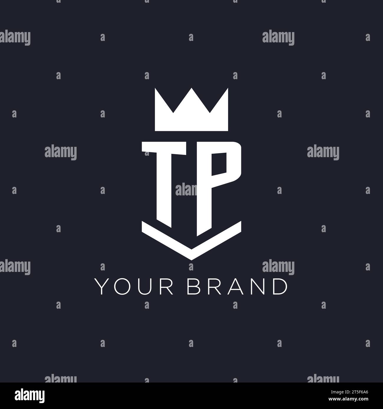 TP logo with shield and crown, initial monogram logo design ideas Stock ...