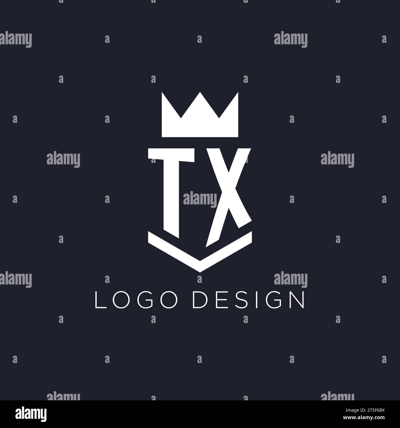 TX logo with shield and crown, initial monogram logo design ideas Stock ...