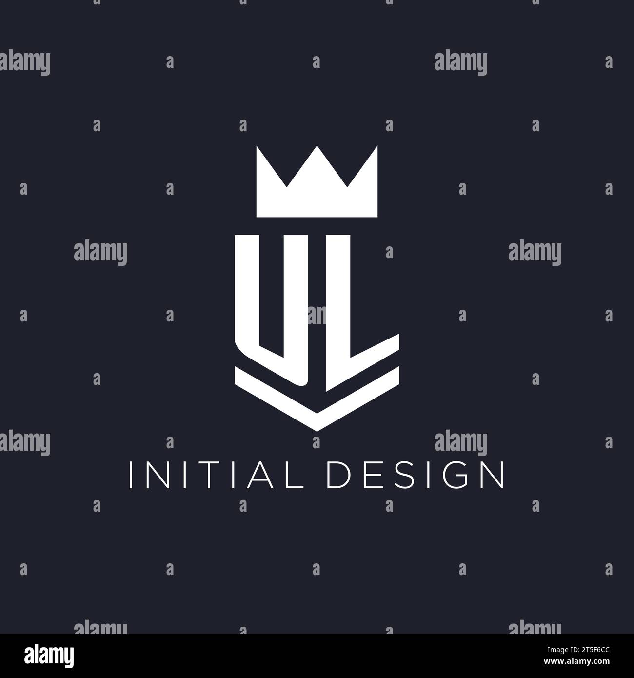 UL logo with shield and crown, initial monogram logo design ideas Stock ...