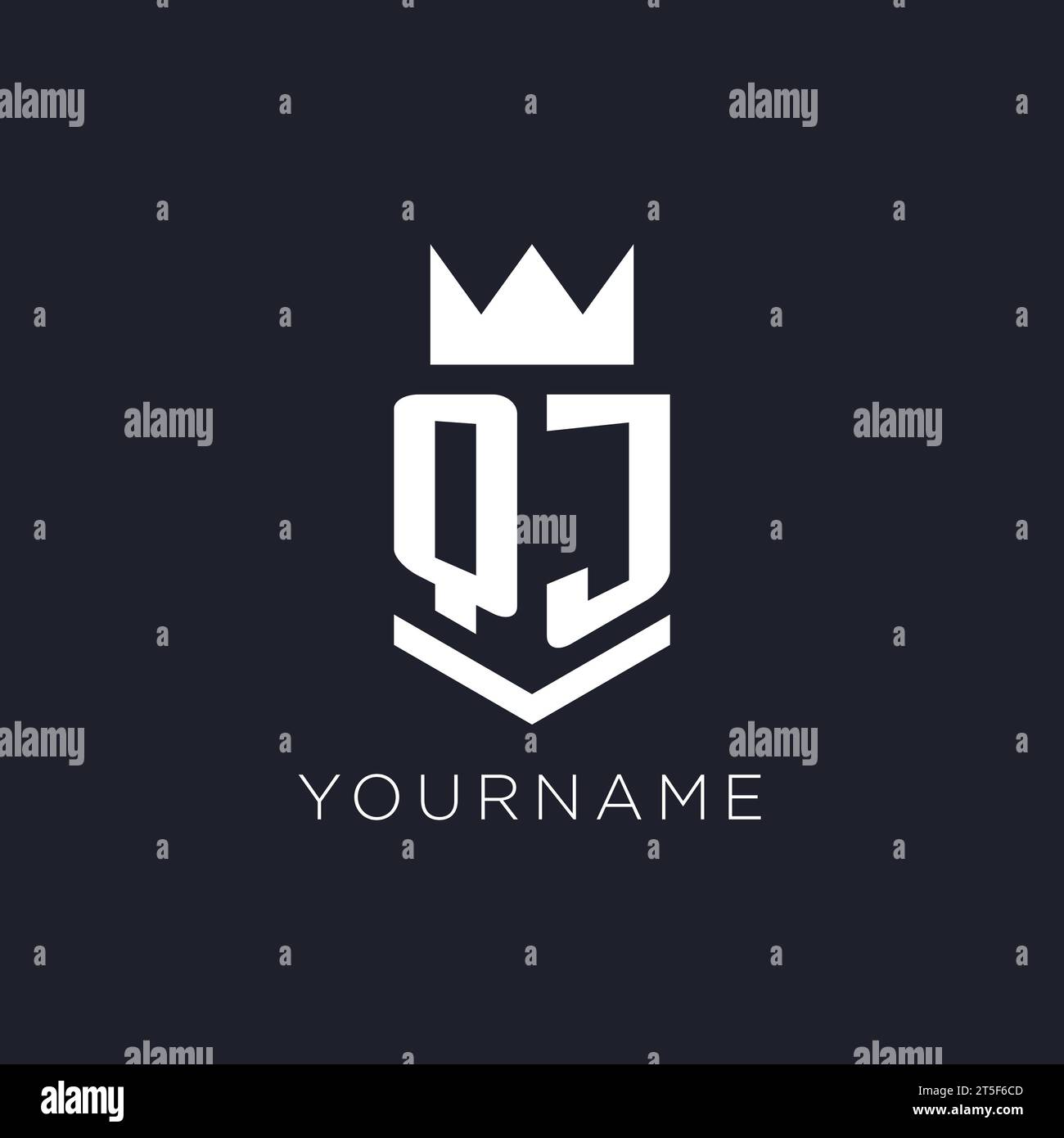 QJ logo with shield and crown, initial monogram logo design ideas Stock ...