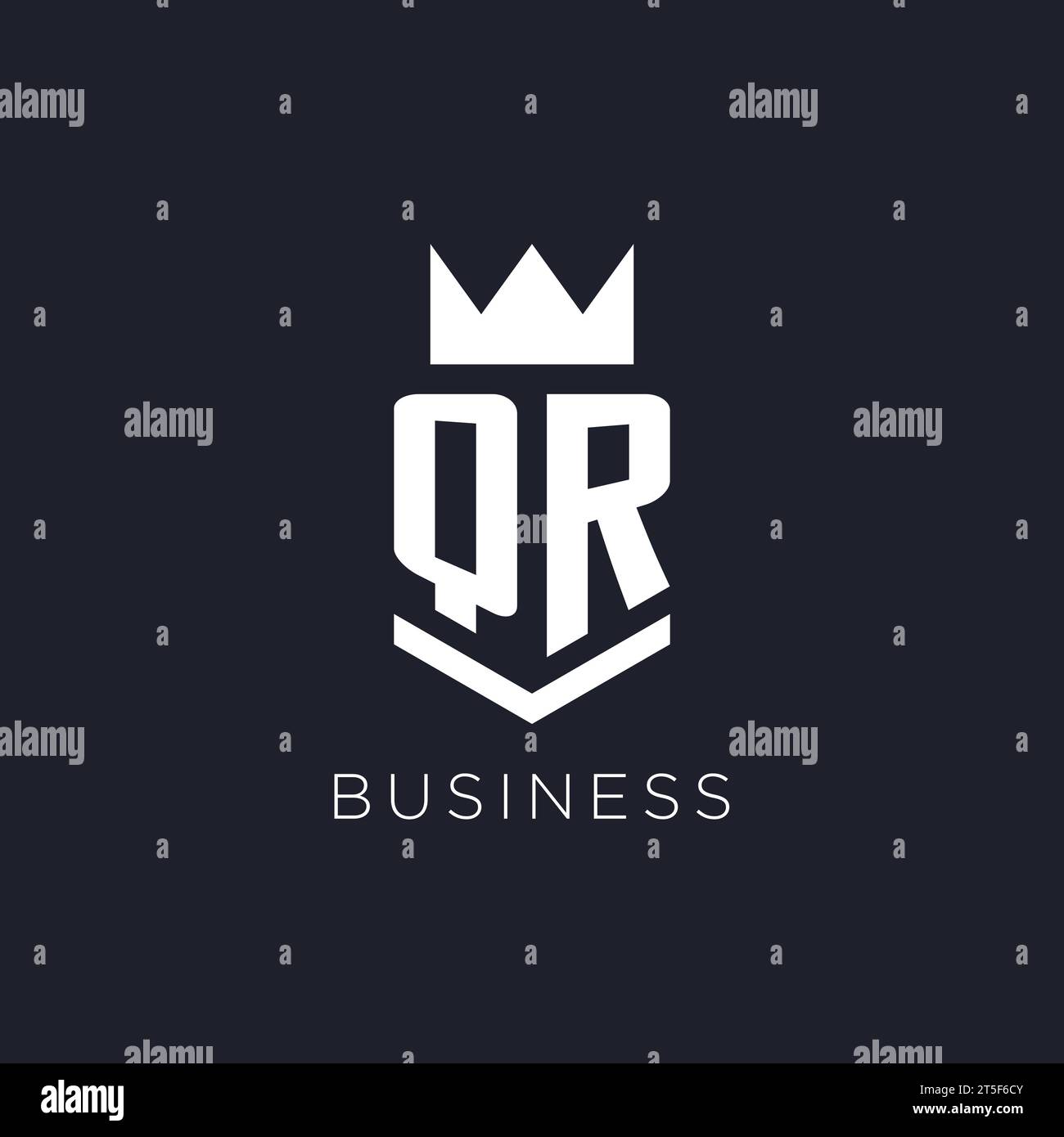 QR logo with shield and crown, initial monogram logo design ideas Stock ...