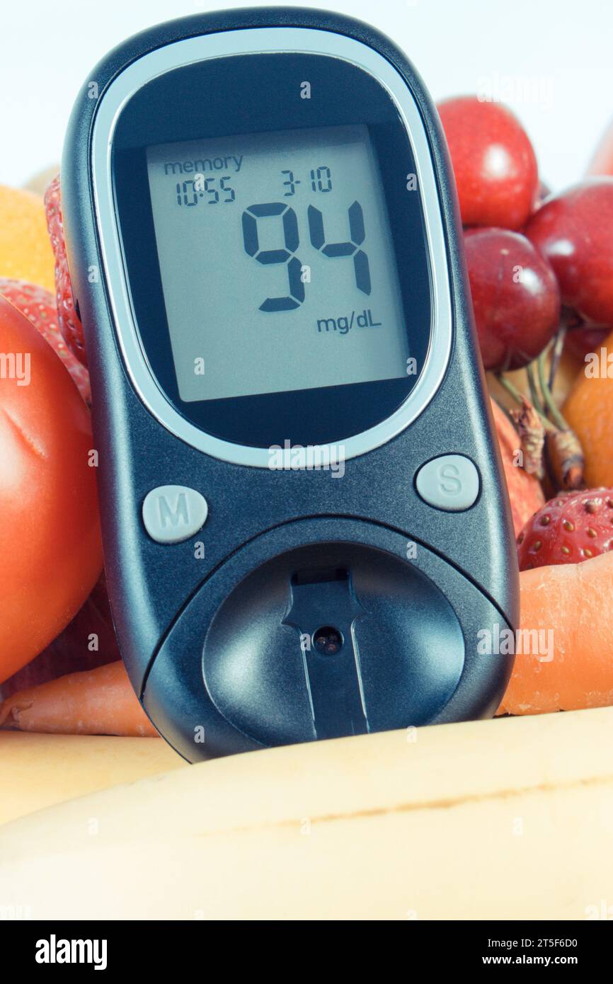 Glucose meter for checking and measuring sugar level and fresh healthy ...