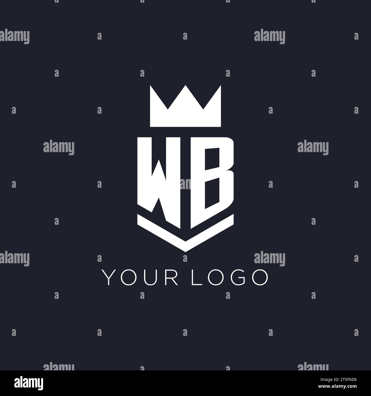 WB logo with shield and crown, initial monogram logo design ideas Stock ...
