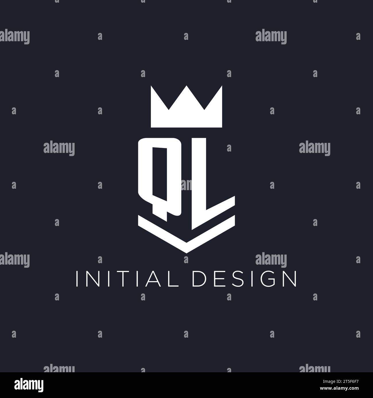 QL logo with shield and crown, initial monogram logo design ideas Stock ...
