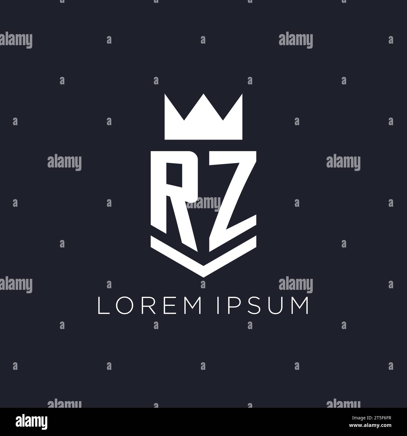 RZ logo with shield and crown, initial monogram logo design ideas Stock ...