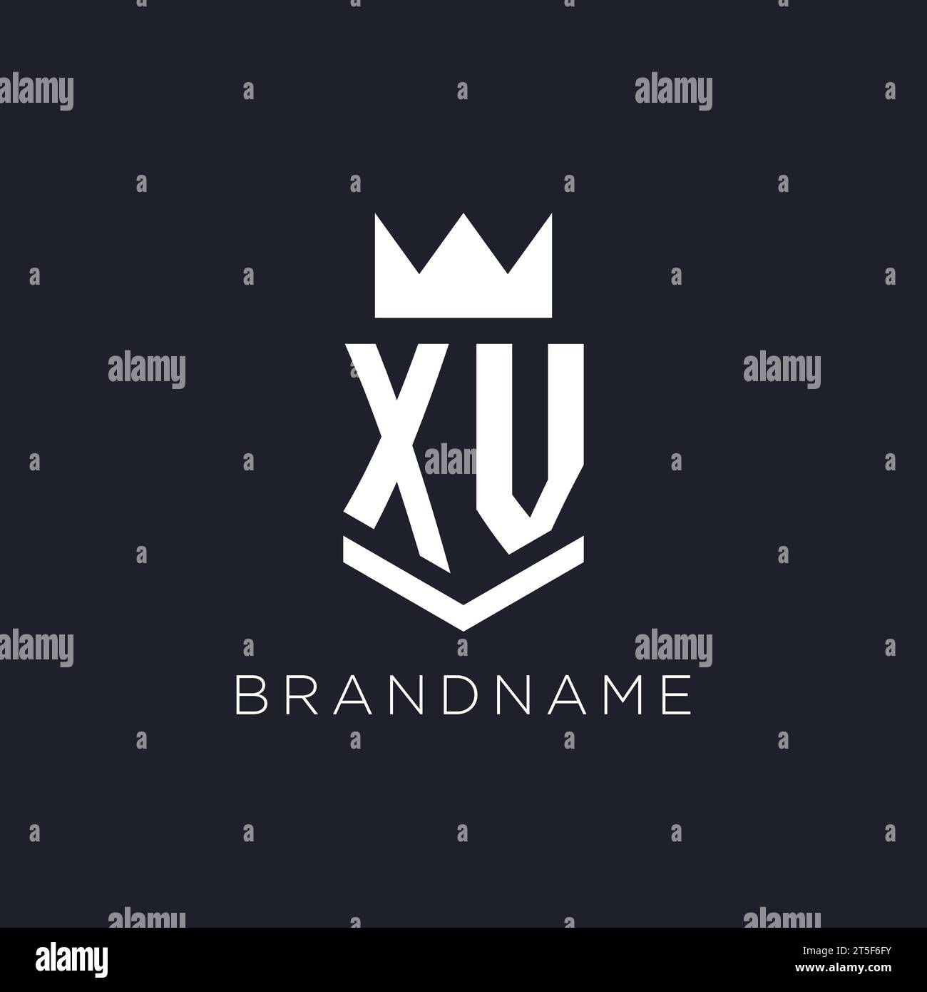 XV logo with shield and crown, initial monogram logo design ideas Stock ...